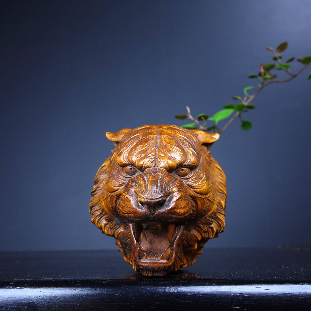 Exquisite and Rare "tiger and Tiger" Statue Hand Carved Hand-carved ...