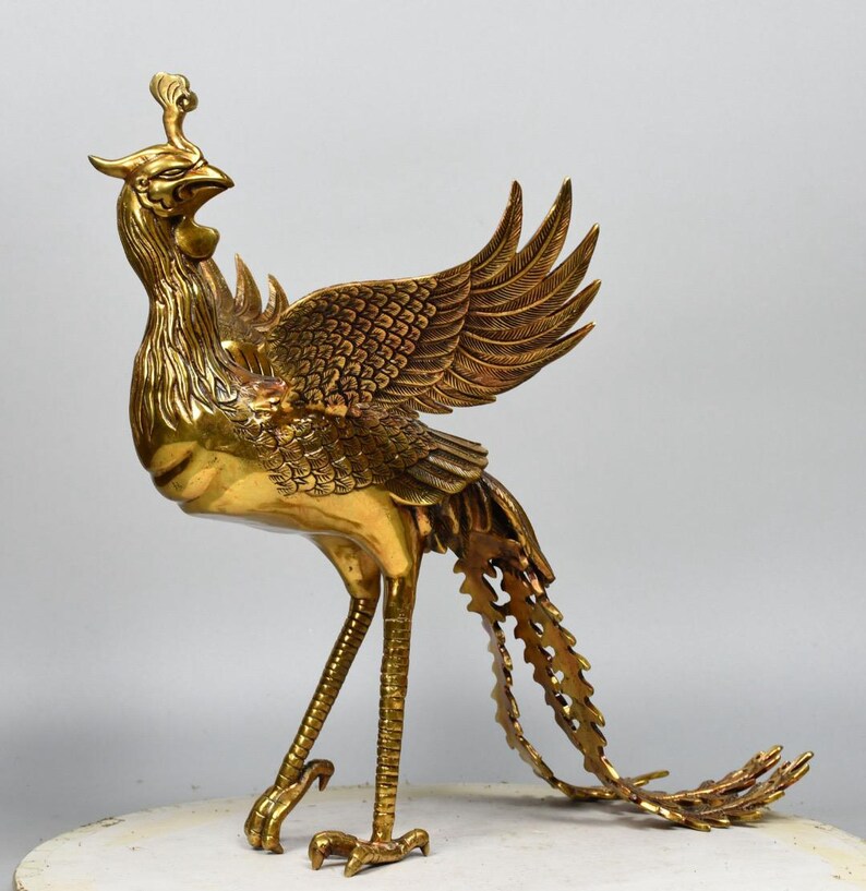 Chinese Antique Handmade Exquisite Rare Bronze Gilt Phoenix Statue ...