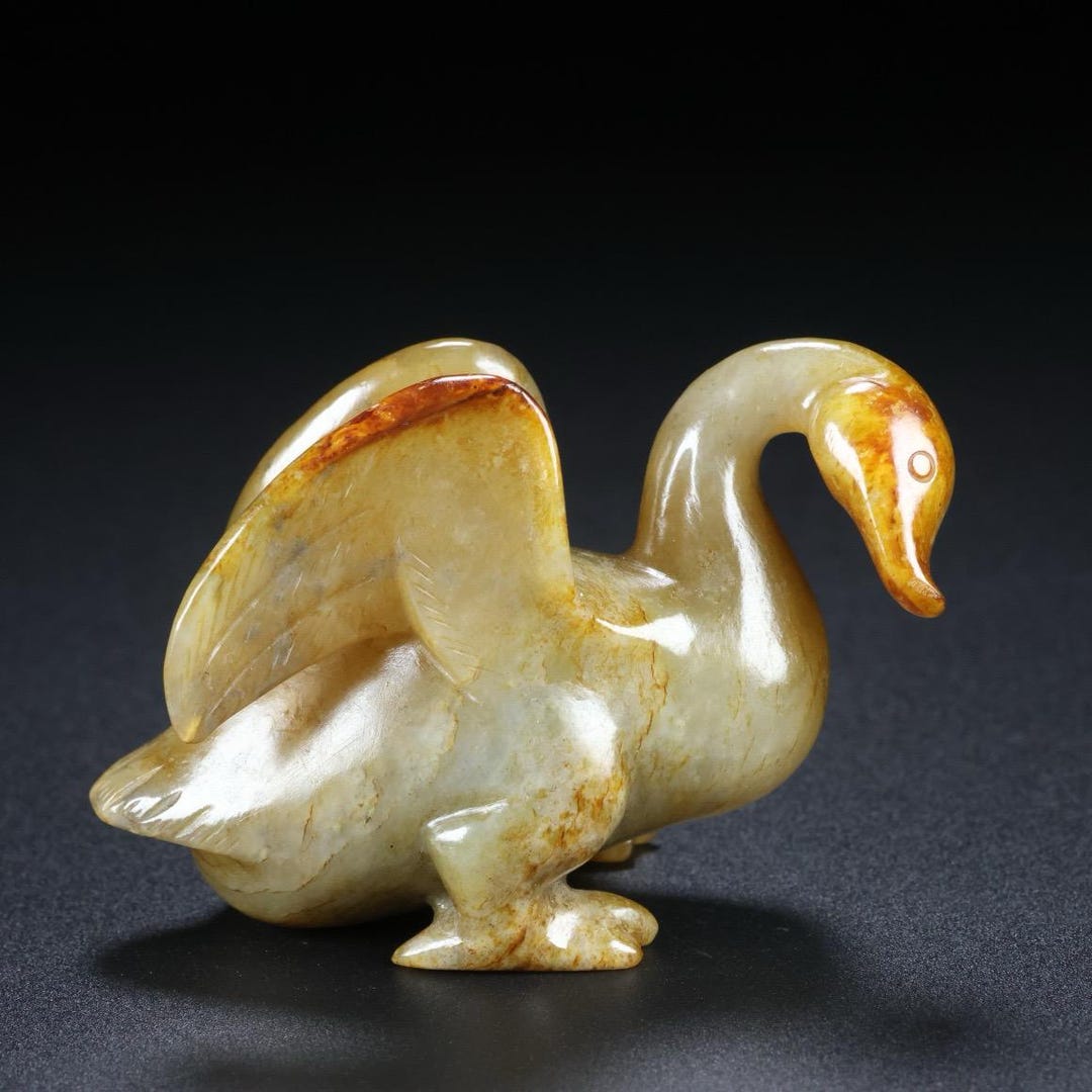 Exquisite Rare Duck Treasure Statue Ornaments Made of Pure Hand-carved ...