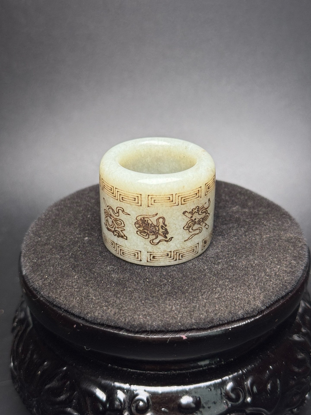 Exquisite and Rare Taoist Eight-treasure Pattern Wrench Finger Carved ...