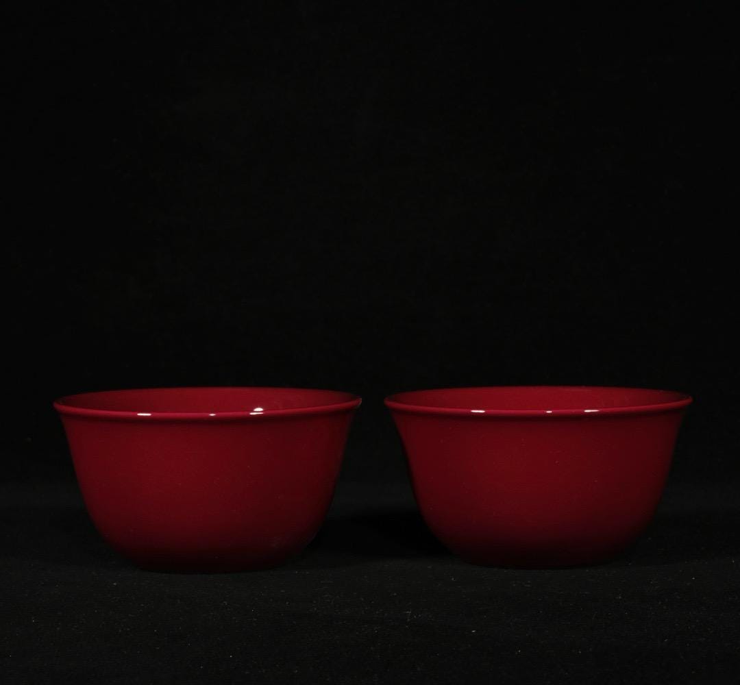A Pair of Exquisite and Rare Chinese Antique Hand-painted Rouge-red ...