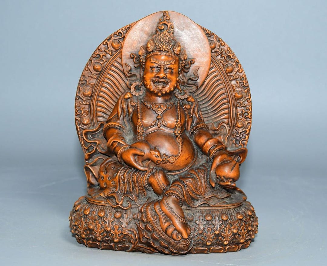 Exquisite and Rare Yellow God of Wealth Buddha Statue Hand-carved From ...