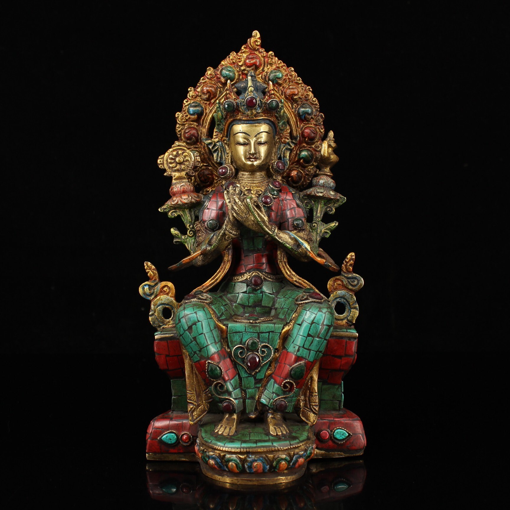 Early collection of Nepalese refluxed pure copper and gilded old Dapeng ...