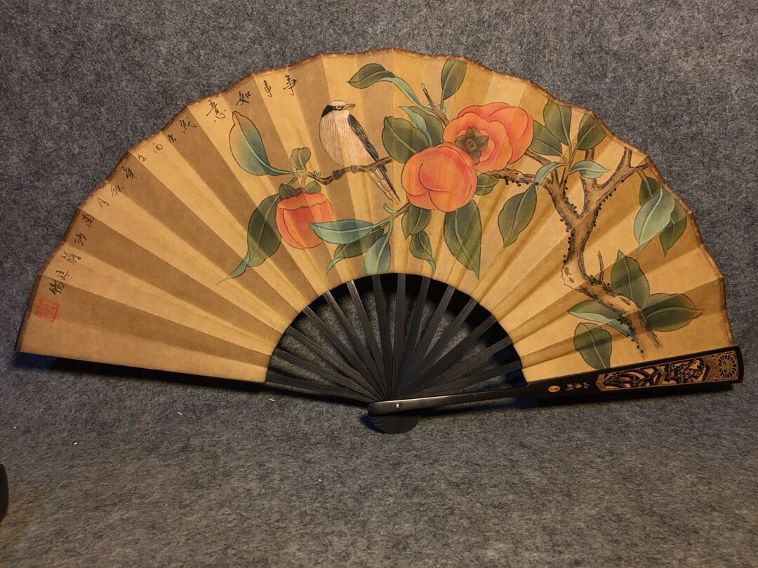 Chinese Antique Hand-painted Folding Fan With Exquisite Rare Bird ...