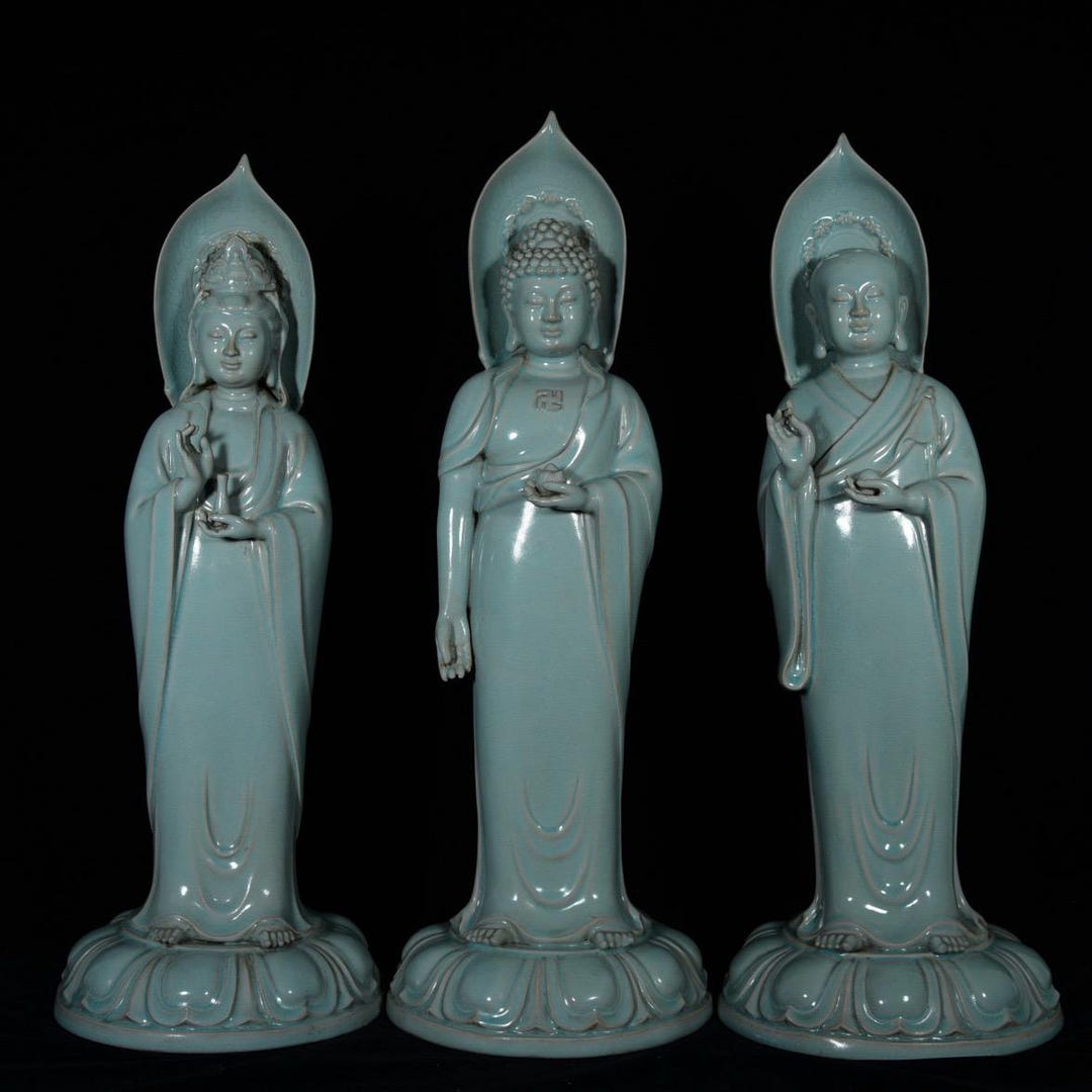 Chinese Antique Pure Hand-painted Large Exquisite Rare Azure Glaze ...