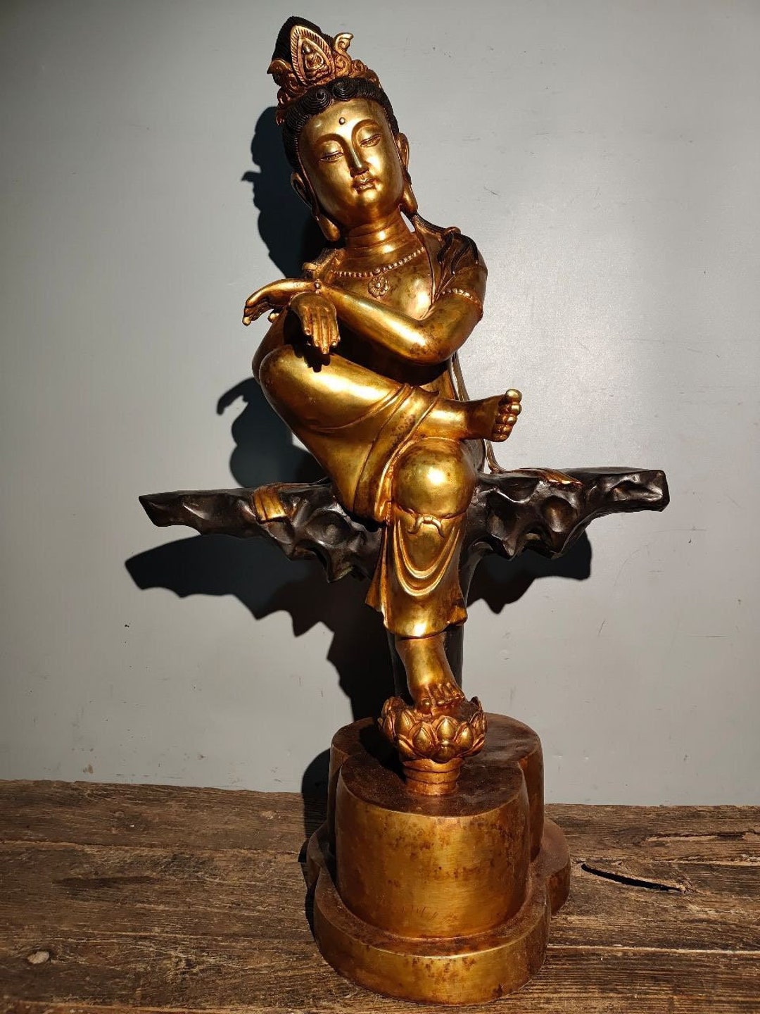 China Collects a Large Hand-made Pure Copper Gilt Statue of - Etsy