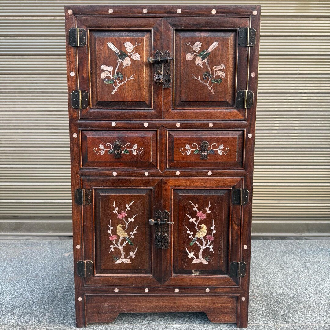 Chinese Antique Pure Hand-carved Large Exquisite Rare Rosewood Inlaid ...