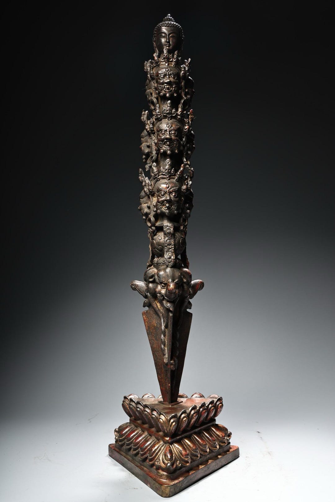 Chinese Antique Pure Hand-made Large Pure Copper High Relief Engraved ...