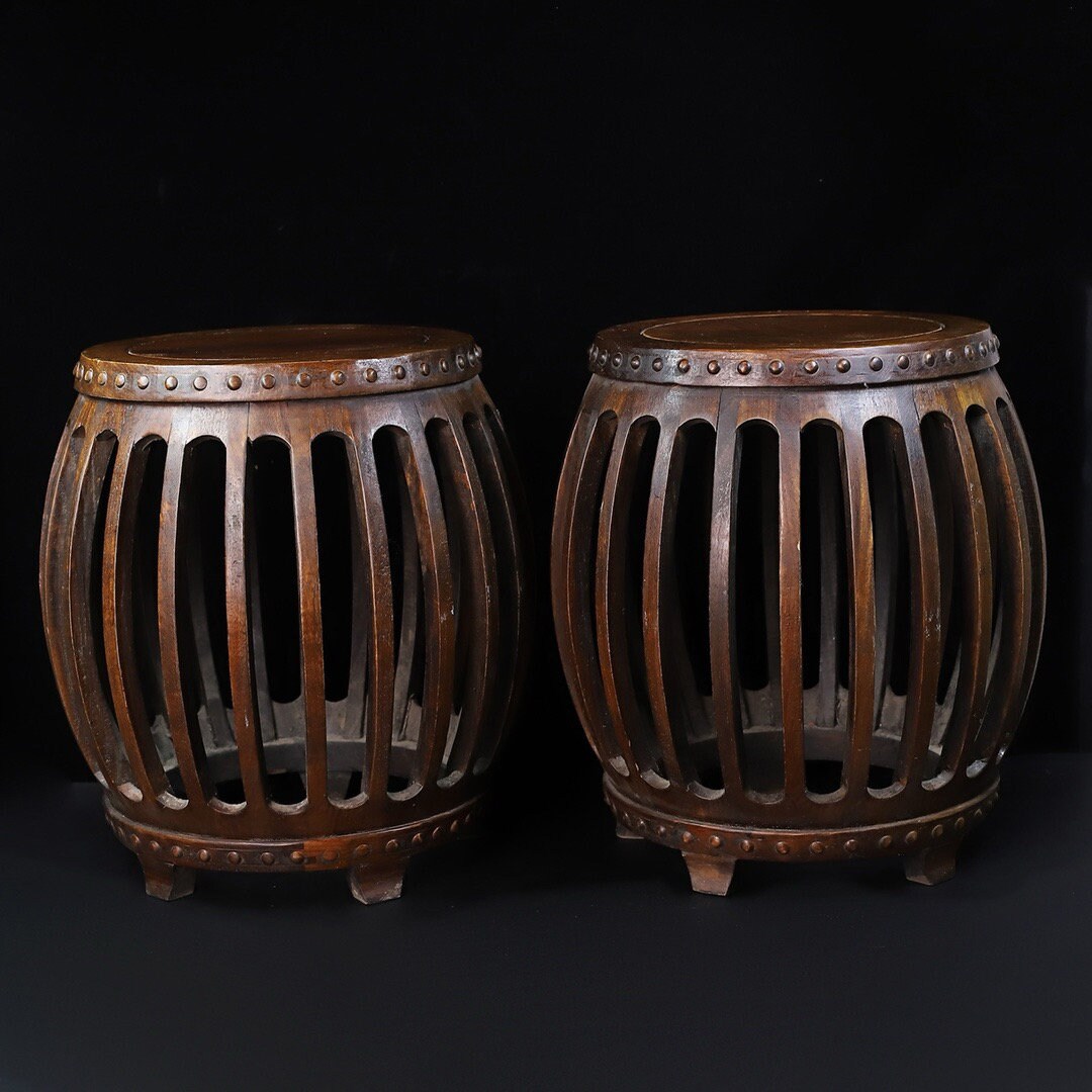 Chinese Antique Collection Exquisite and Rare Rosewood Drum Stool Pouf ...