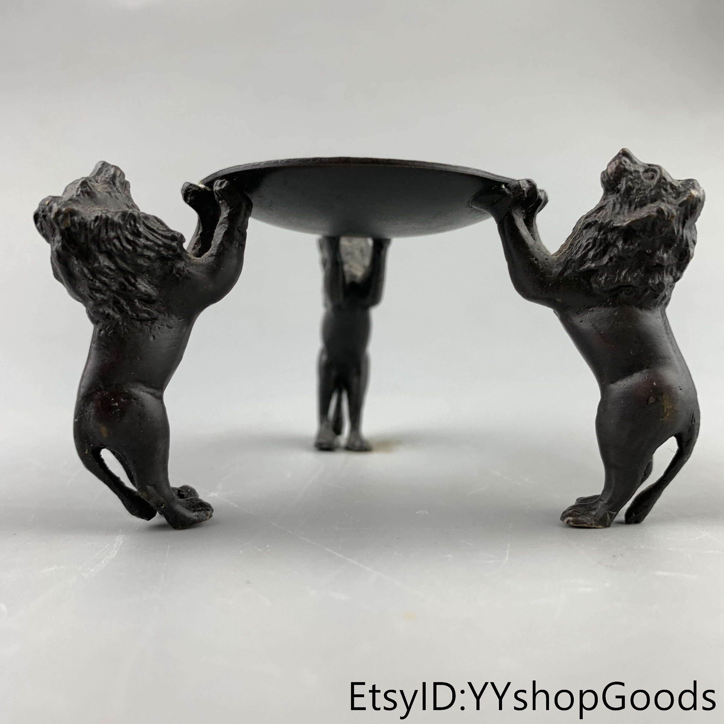 Chinese Antique Handmade Pure Copper Carving 3 Lion Candle - Etsy