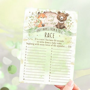 Woodland Baby Shower Game, Forest Animals Party Decor, 'baby Names From ...