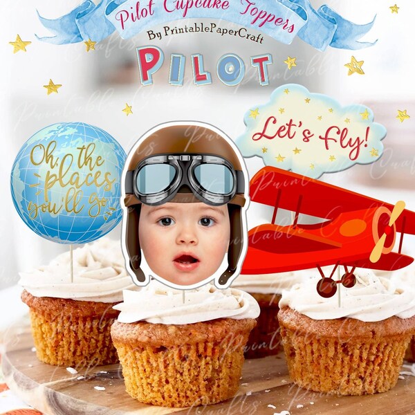 Airplane Cupcake Toppers Printable - Etsy
