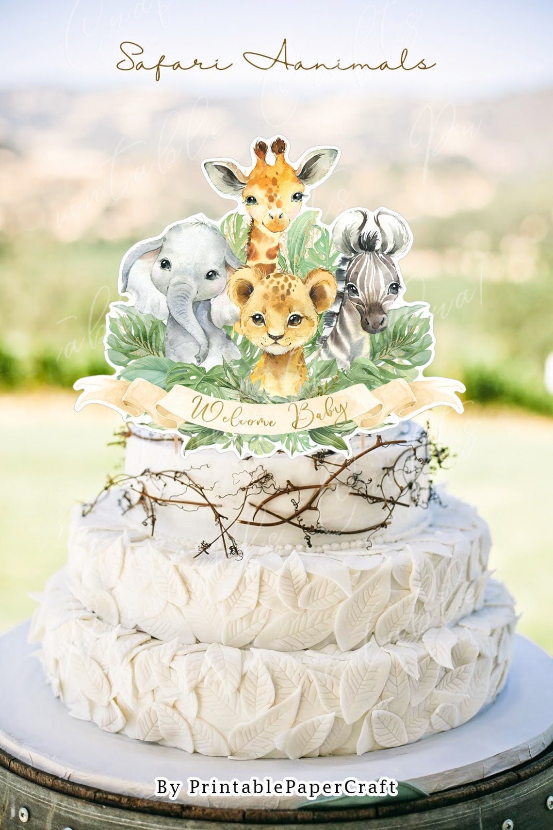 Safari Baby Shower Cake Topper Safari Animals Centerpiece - Etsy