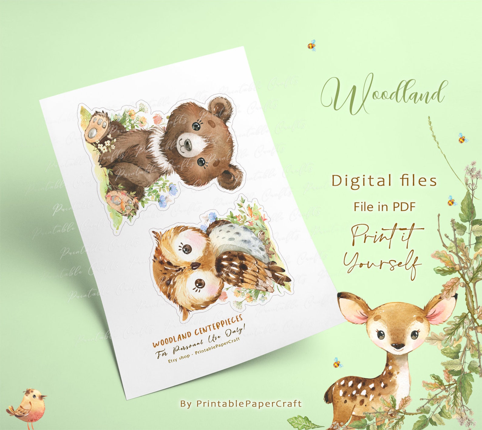 Printable Woodland Centerpieces Woodland Animals Birthday - Etsy
