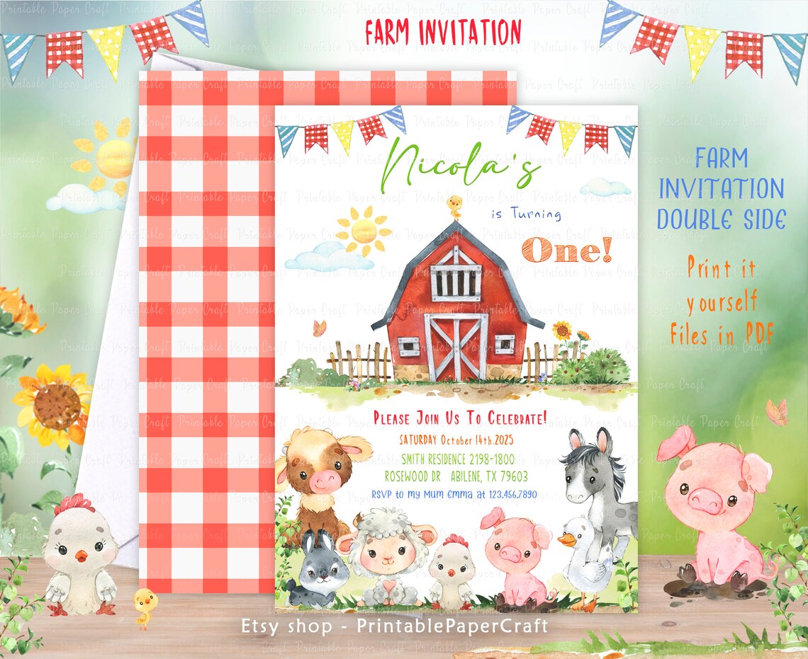 Farm Invitation Farm Birthday Invitation Farm Baby Shower - Etsy