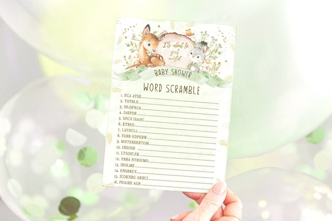 Woodland Baby Shower Games, Woodland Animals Party Decor, 'word ...