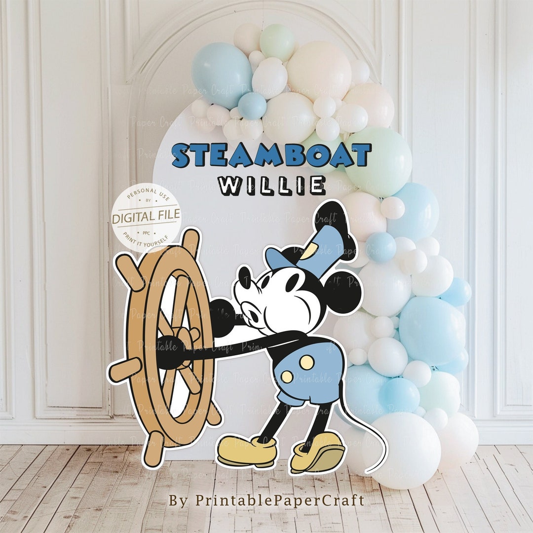 Birthday Party Cutout Decor, Stand up Prop, Steamboat Willie ...
