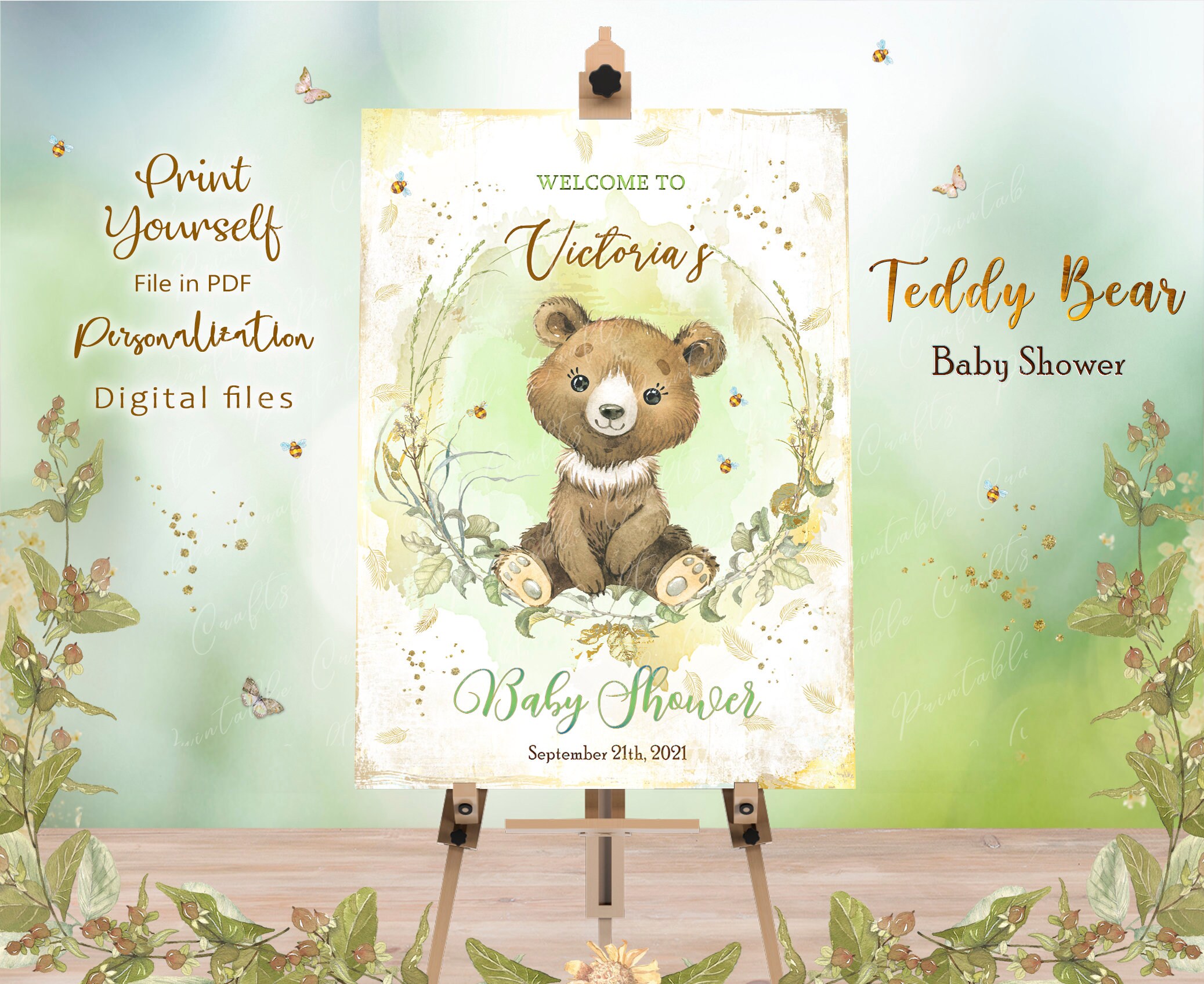 Teddy Bear Baby Shower Sign Teddy Bear Welcome Sign Bear | Etsy