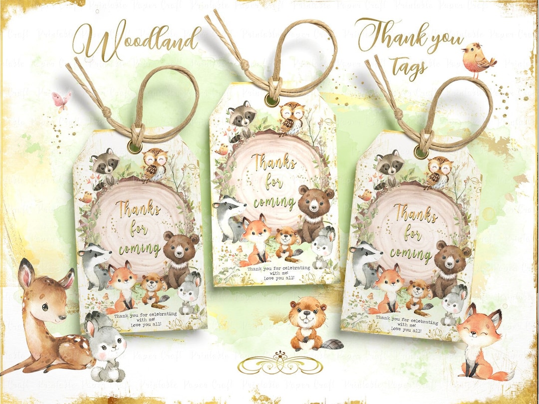 Greenery Woodland Favor Tags, Woodland 1st Party Supplies, Woodland ...