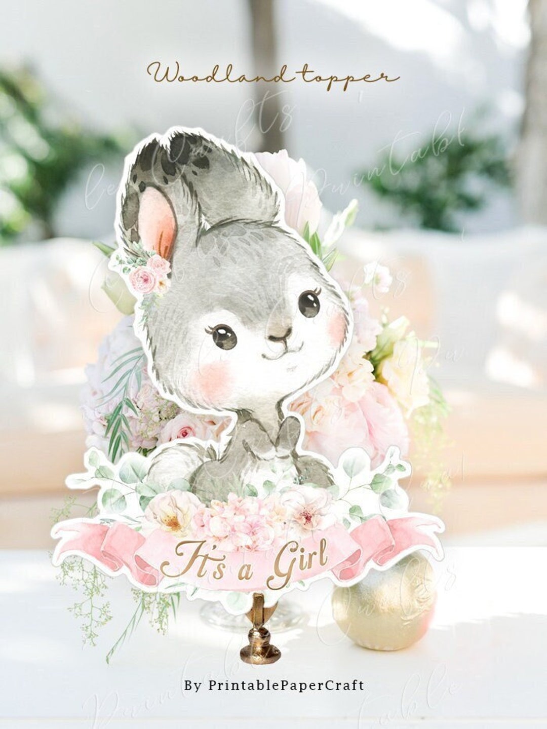 Bunny Cake Topper, Girl Baby Shower Party, Bunny Baby Shower Decor, Its ...