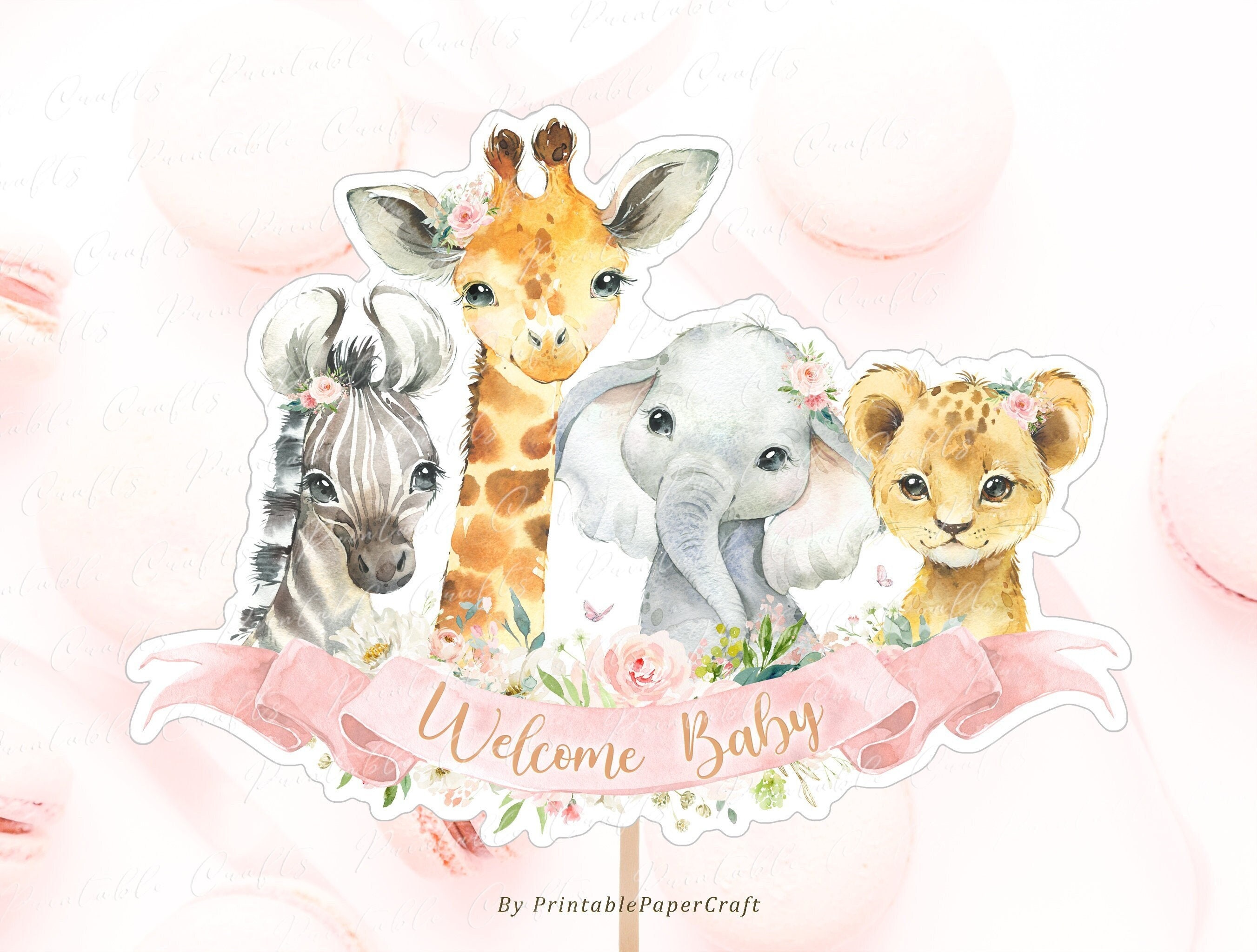 Girl Safari Animals Baby Shower Girl Safari Animals Cake | Etsy