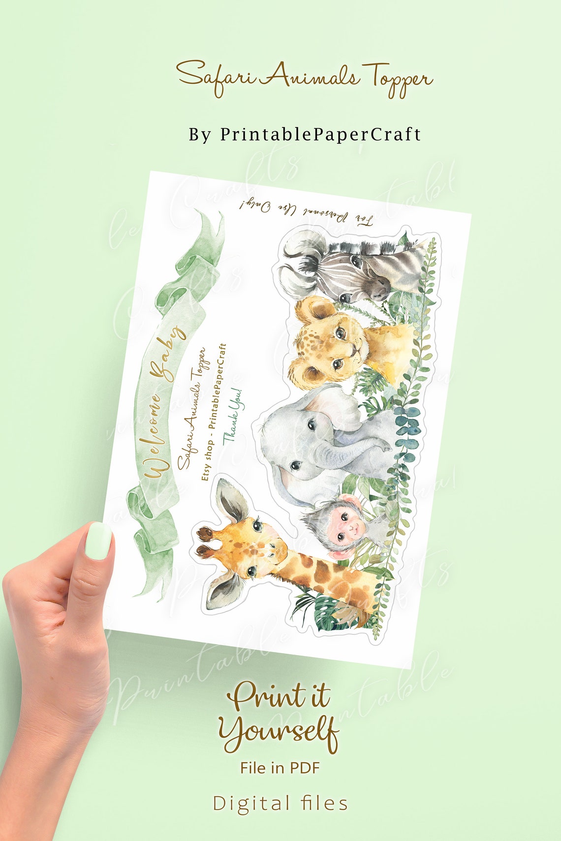 Safari Baby Shower Cake Topper Safari Animals Centerpiece - Etsy