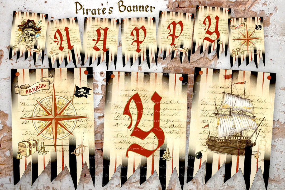 Pirate Banner Instant Download, Pirate Birthday Banner, Pirate Boy ...