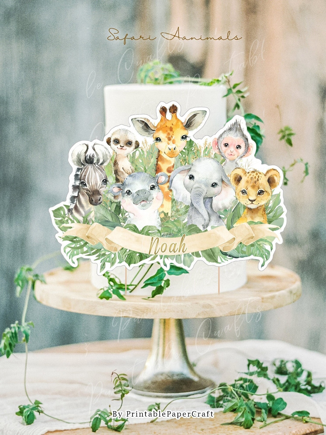Safari Baby Shower Cake Topper, Safari Animals Centerpiece, Jungle Baby ...