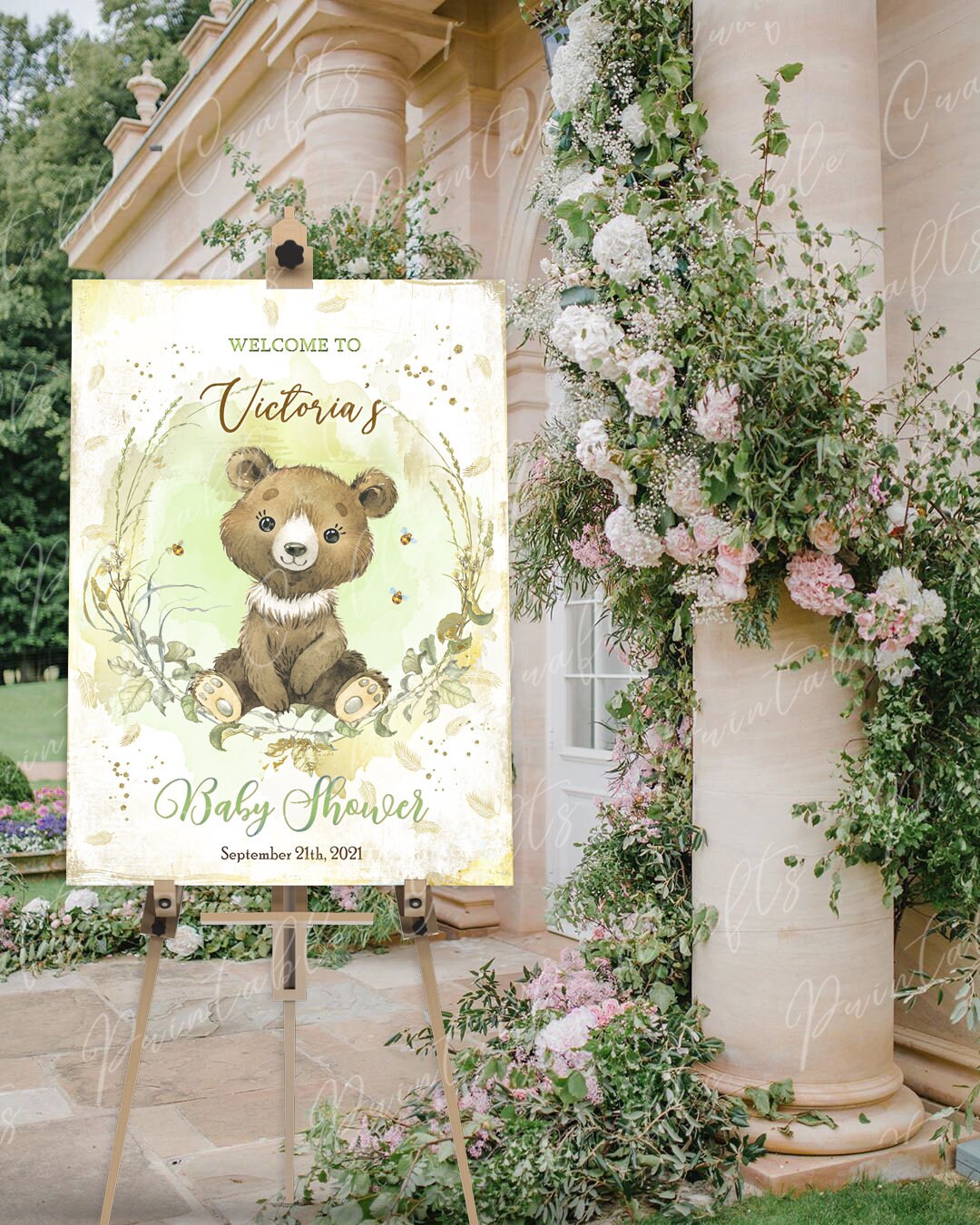 Teddy Bear Baby Shower Sign Teddy Bear Welcome Sign Bear | Etsy