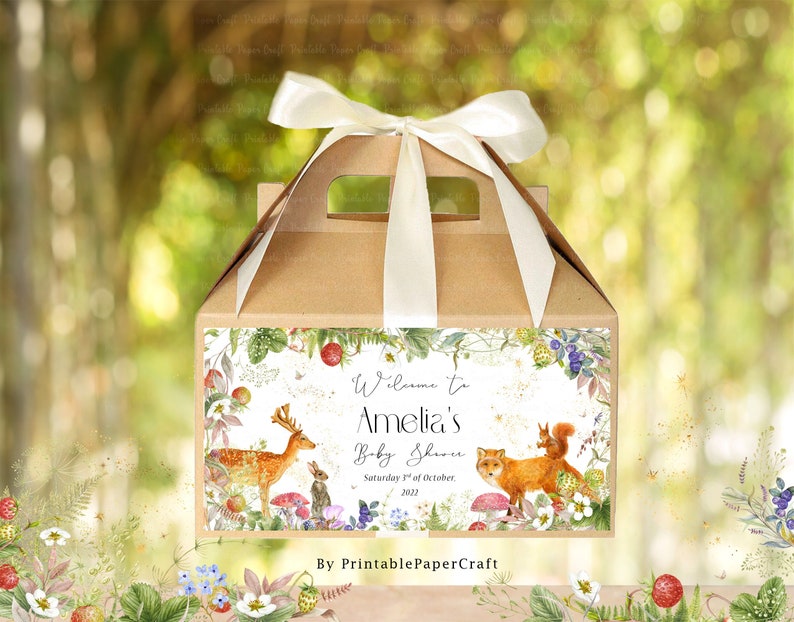 Woodland Party Supplies Enchanted Forest Gable Box Labels - Etsy