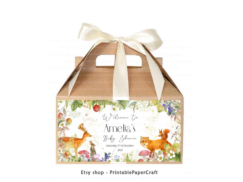 Woodland Party Supplies Enchanted Forest Gable Box Labels - Etsy