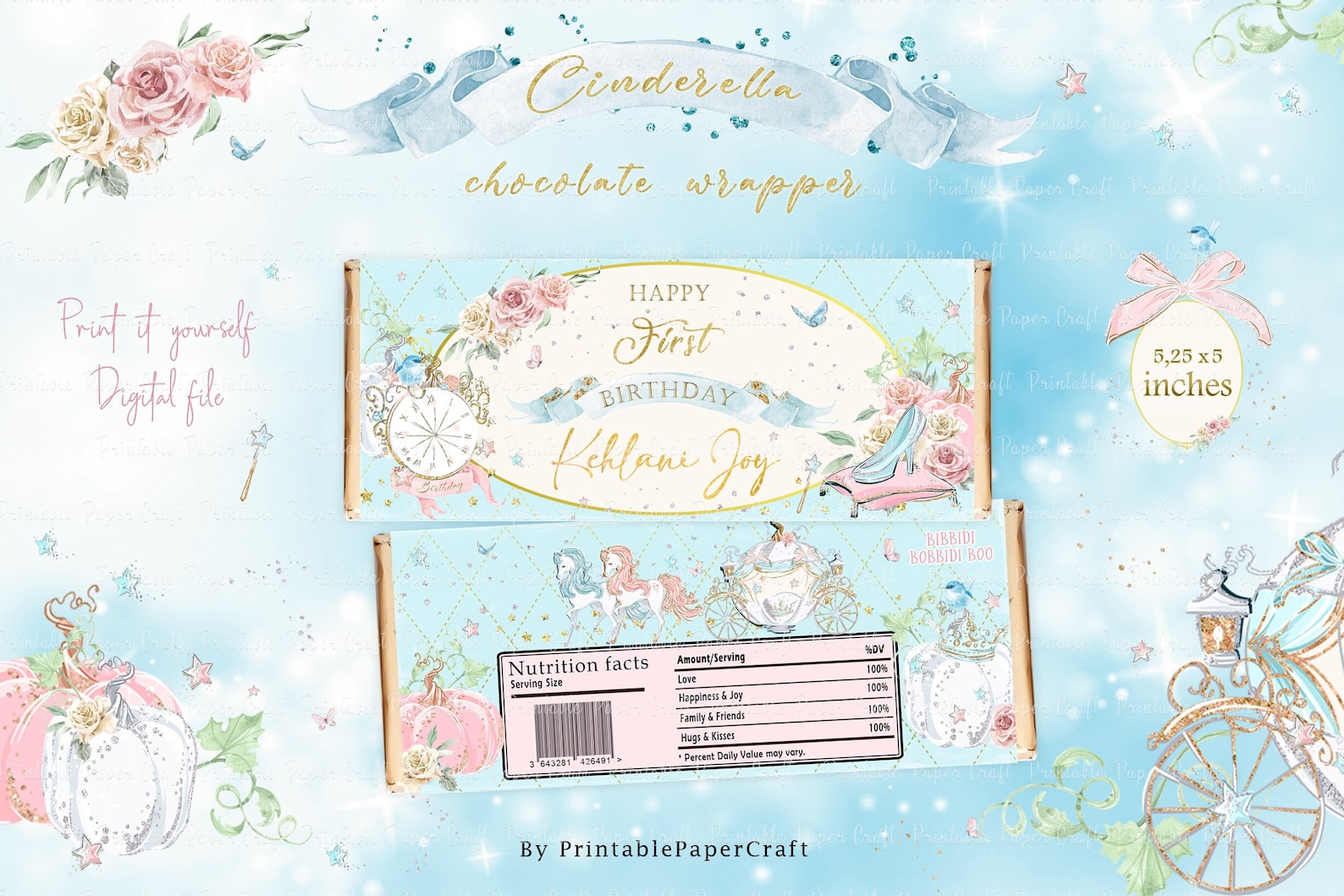 Cinderella Chocolate Bar Wrapper Cinderella Candy Bar - Etsy