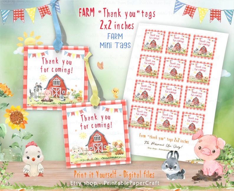 Farm Labels, Farm Party Supplies, Farm Animals Birthday, Barn Party ...