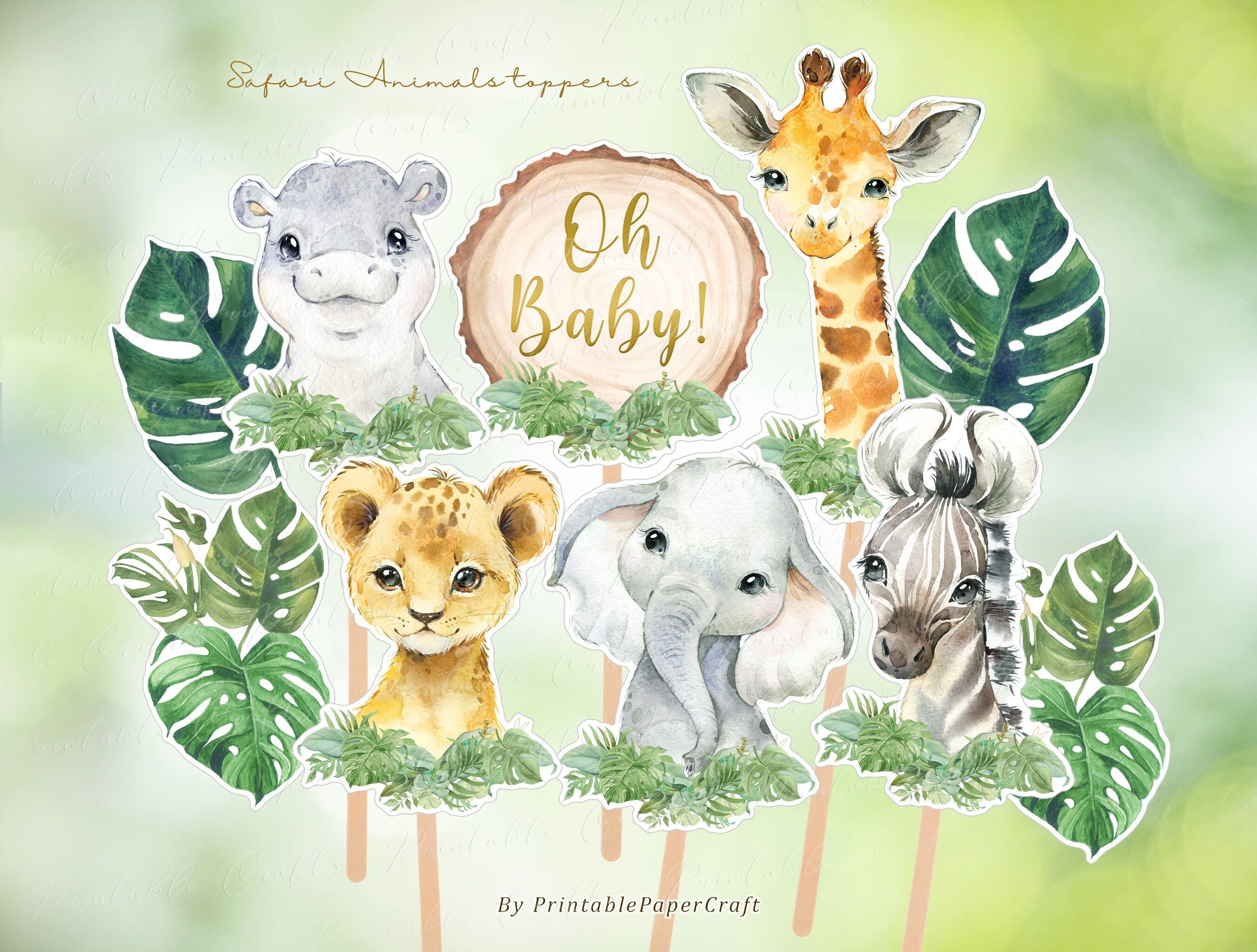 Safari Baby Shower Cake Decor Safari Animals Centerpieces - Etsy