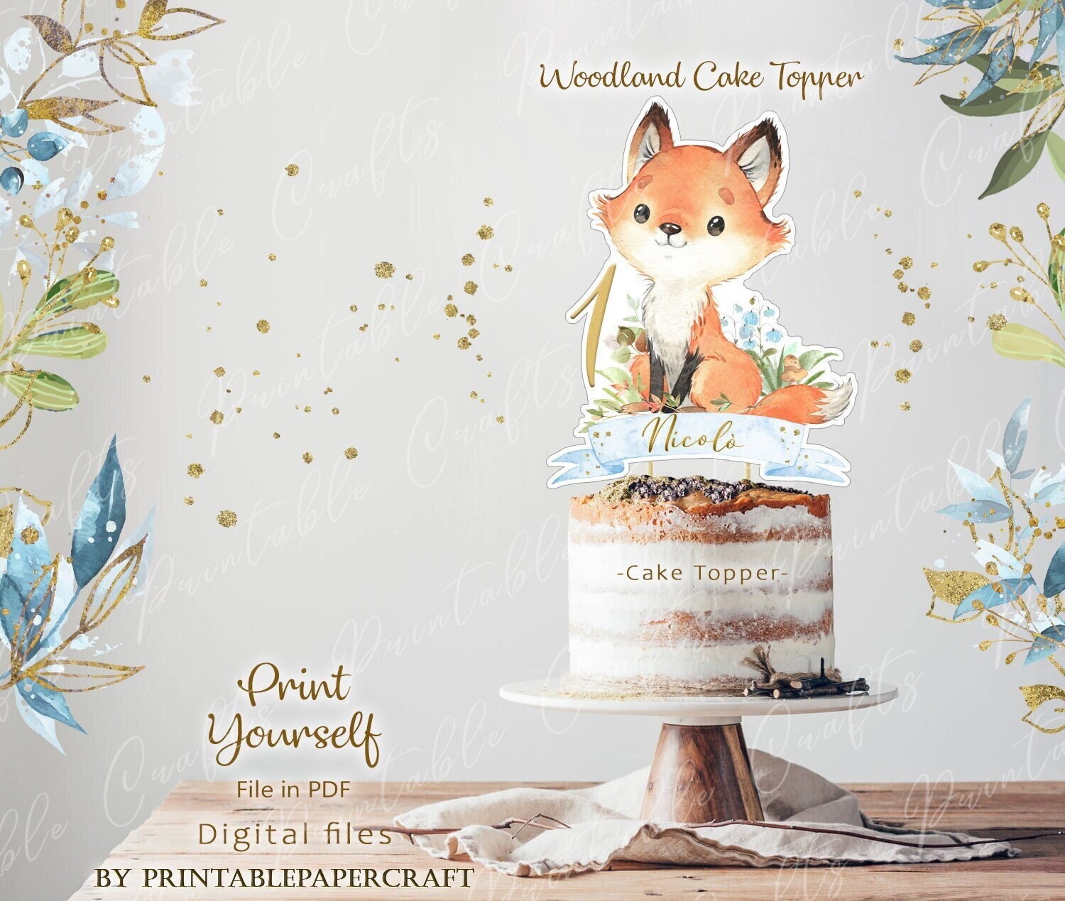 Fox Cake Topper Fox Baby Shower Fox Birthday Party Supplies - Etsy