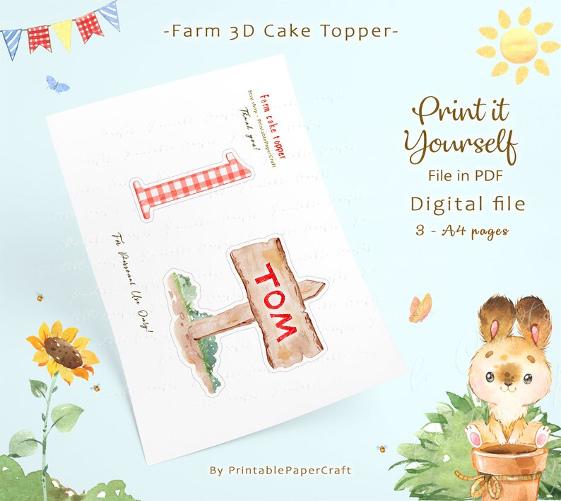 Farm Cake Topper, Farm Animals Centerpieces, Farm 1st Birthday Party ...