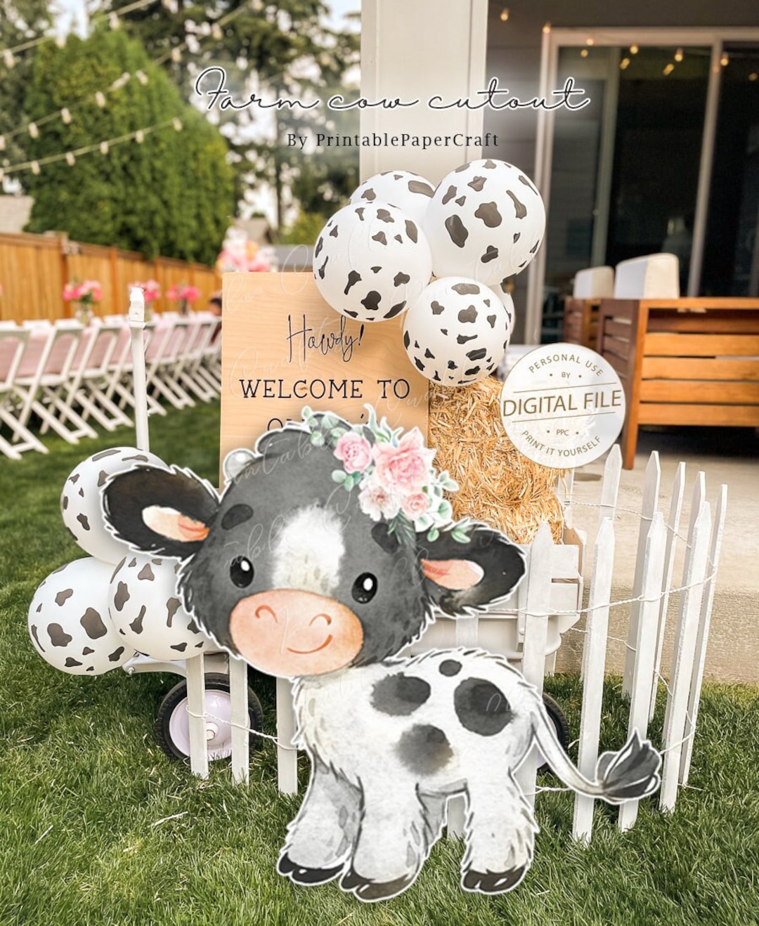 Farm Party Decor, Farm Animals Cutout Decor, Cow Party Supplies, 1st ...