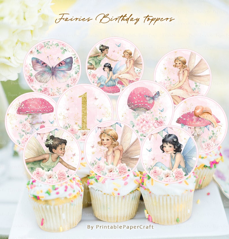 Fairy Cupcake Toppers, Fairy Baby Shower, Fairy Cake Decor, Fairy ...