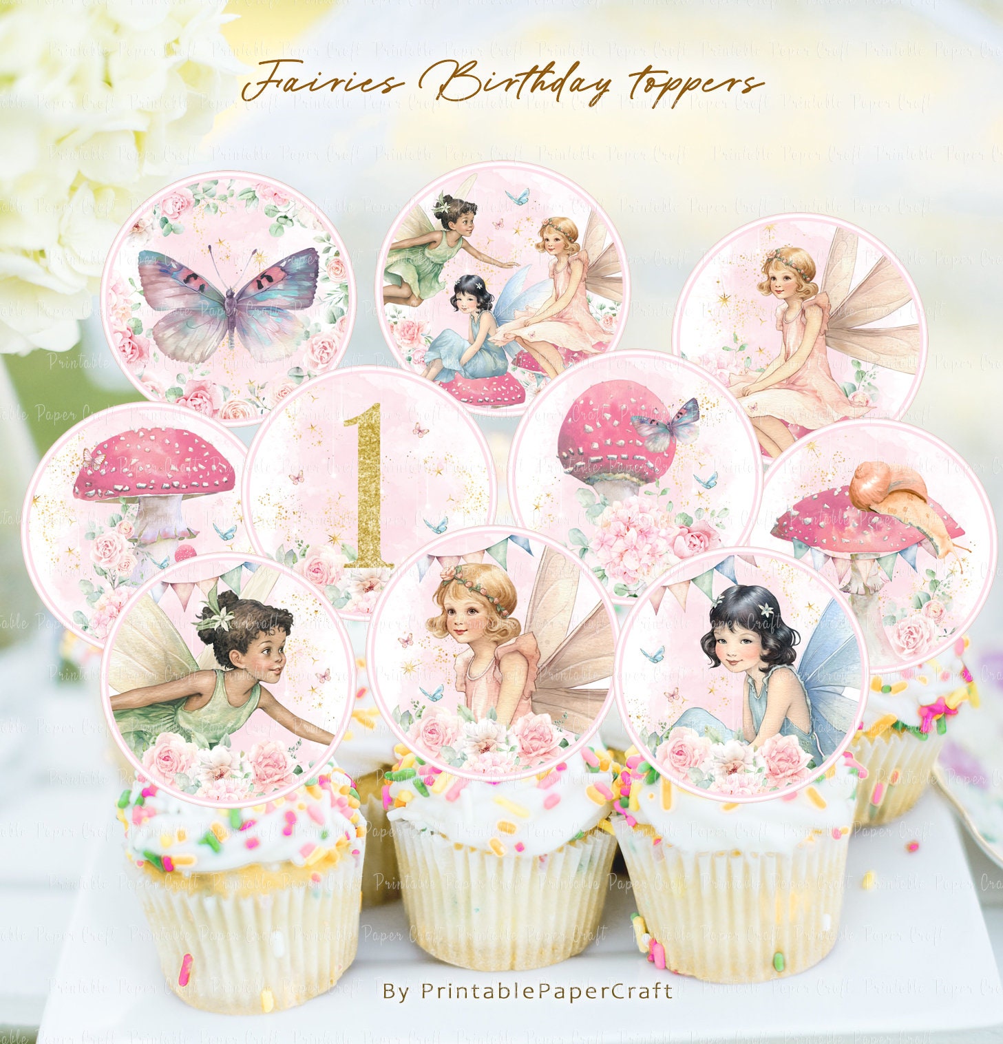 Fairy Cupcake Toppers, Fairy Baby Shower, Fairy Cake Decor, Fairy ...