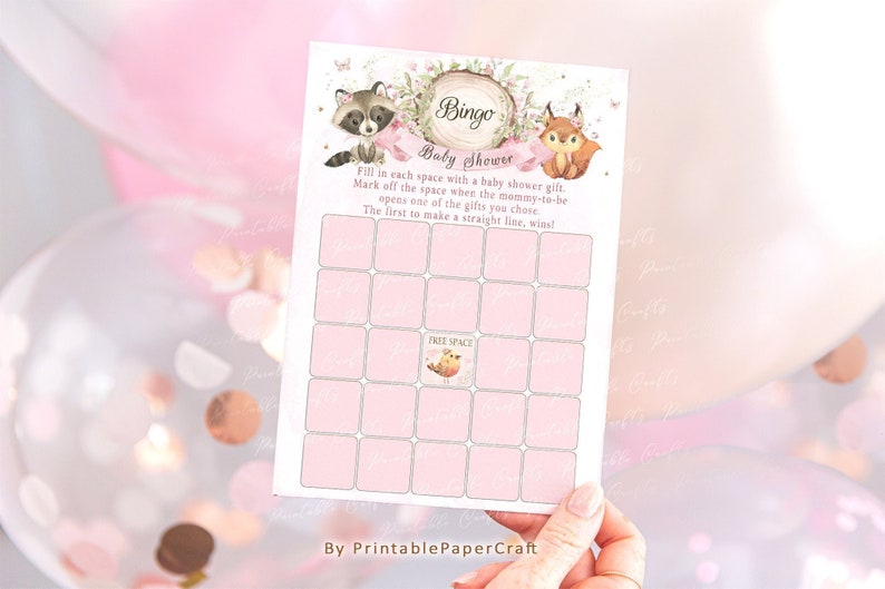 Baby Shower Bingo, Woodland Baby Shower Game, Woodland Girl Party ...
