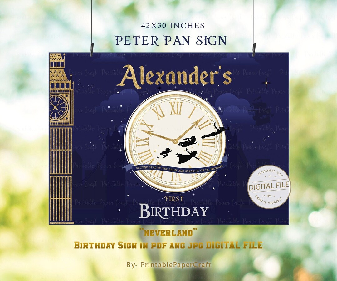 Neverland Birthday Backdrop, 1st Birthday Party Sign, Peter Pan Party ...