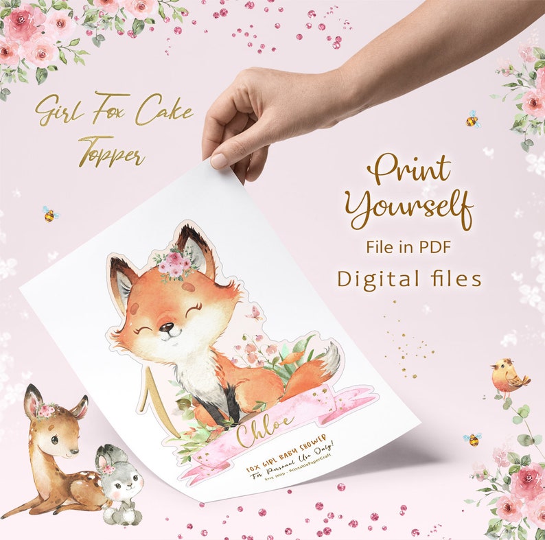 Fox Cake Topper, Fox Baby Shower, Fox Birthday Party Supplies, Fox Girl ...