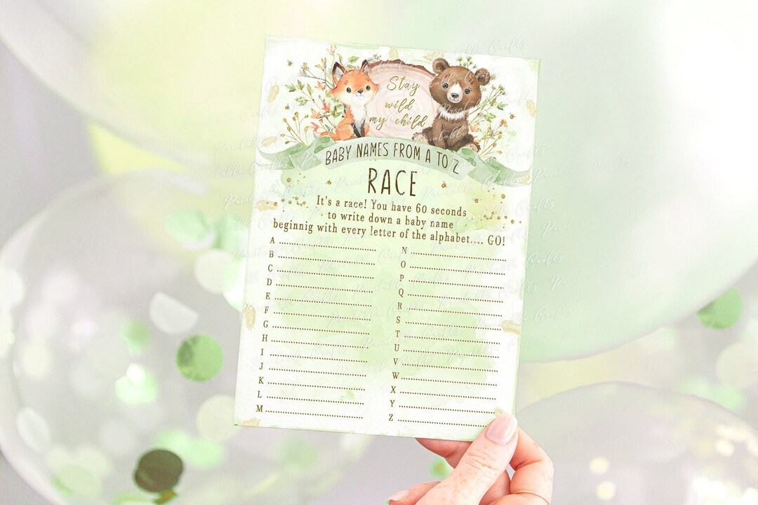 Woodland Baby Shower Game, Forest Animals Party Decor, 'baby Names From ...