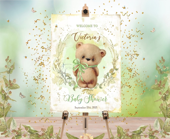 Teddy Bear Baby Shower Sign Teddy Bear Welcome Sign Bear | Etsy