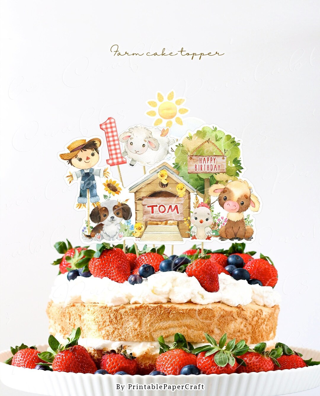 Farm Cake Topper, Farm Birthday Centerpieces, Farm 1st Birthday Party ...