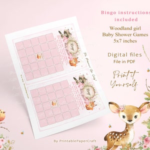 Baby Shower Bingo, Woodland Baby Shower Game, Woodland Girl Party ...