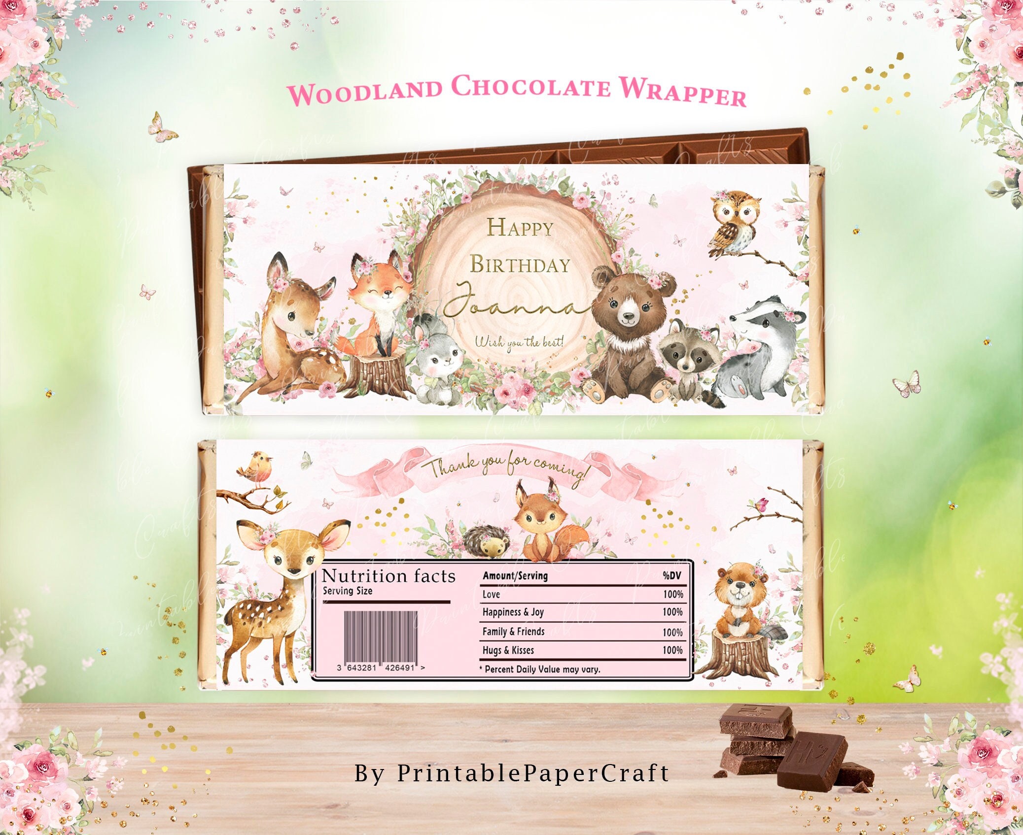 Woodland Chocolate Bar Wrapper Woodland Candy Bar Wrapper - Etsy