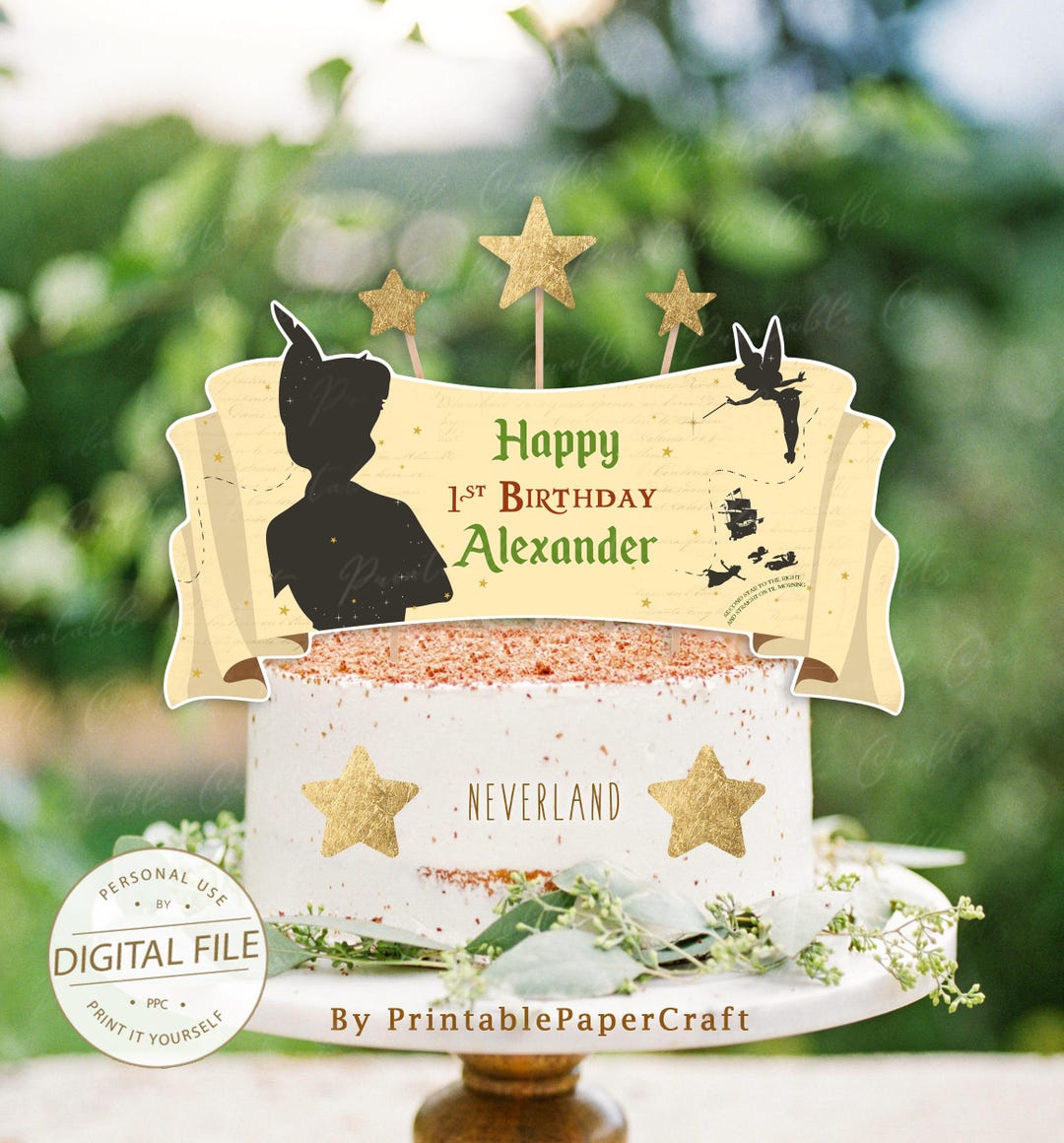 Peter Pan Party Cake Topper, Peter Pan Party Supplies, 1st Birthday ...