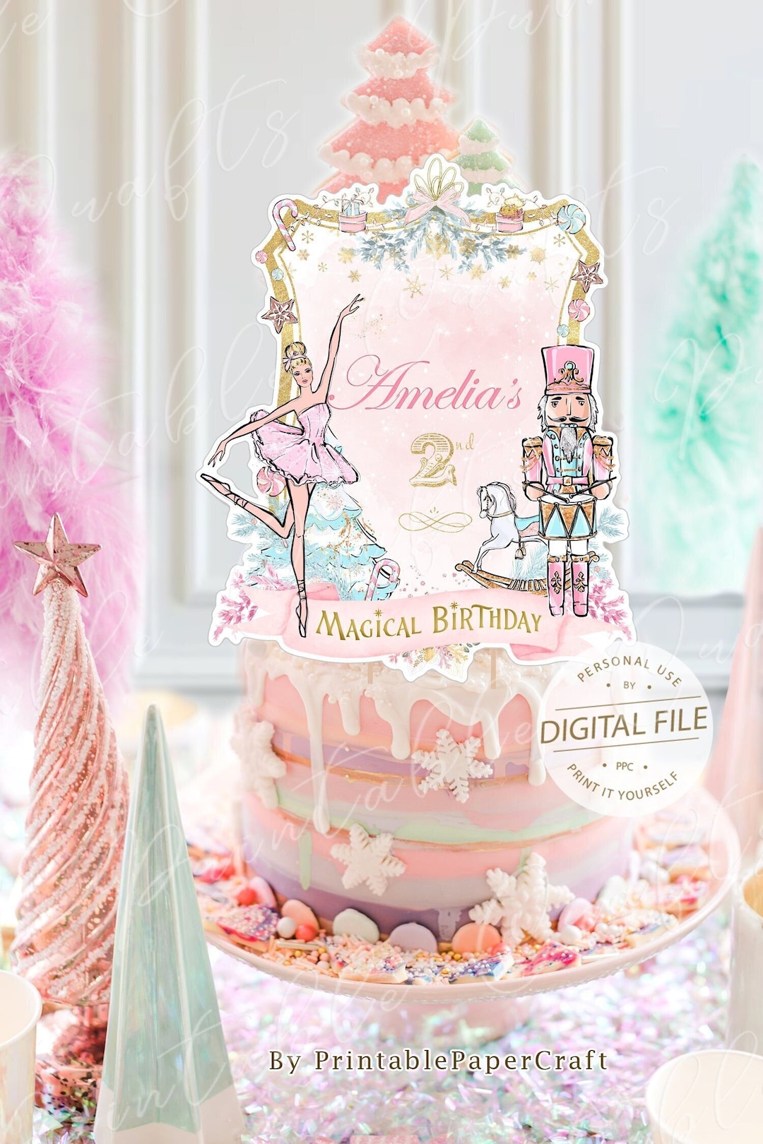Nutcracker Cake Topper, Nutcracker Birthday Party, Sugar Plum Fairy, Ballet Party Supplies, Land ...