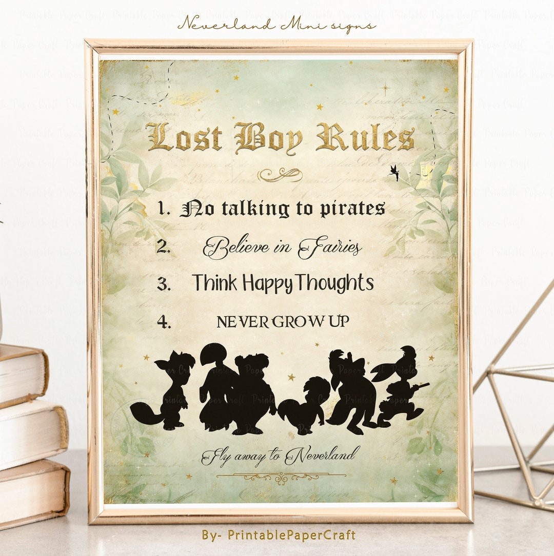 Lost Boys Rules, Peter Pan Party Supplies, 1st Birthday, Peter Pan ...